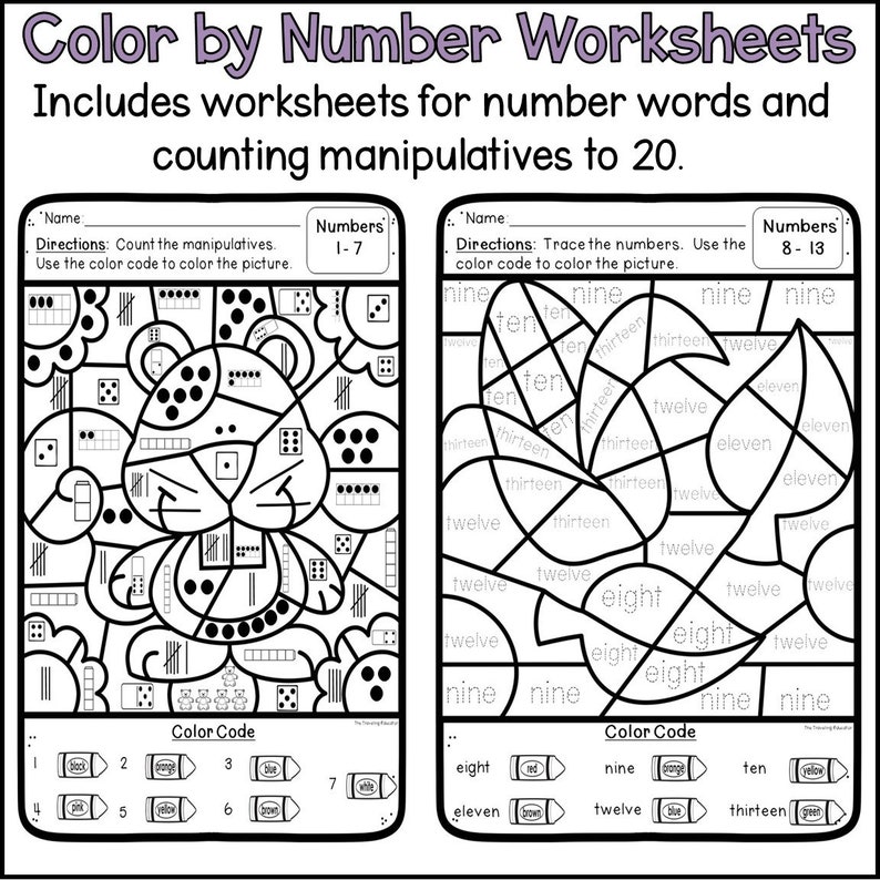 Fall Coloring Pages for Kids | Color by Number | Color by Code - Etsy