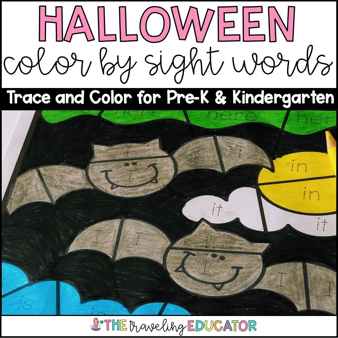 Halloween Coloring Pages for Kids | Color by Sight Words for Pre-k and ...