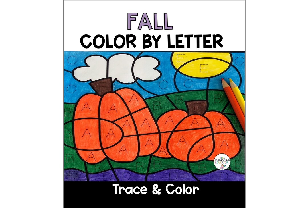 Fall Coloring Pages for Kids | Color by Letter | Color by Code - Etsy ...