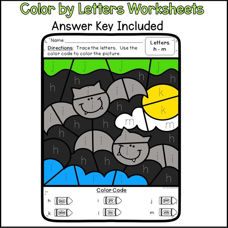 Fall Coloring Pages for Kids | Color by Letter | Color by Code - Etsy