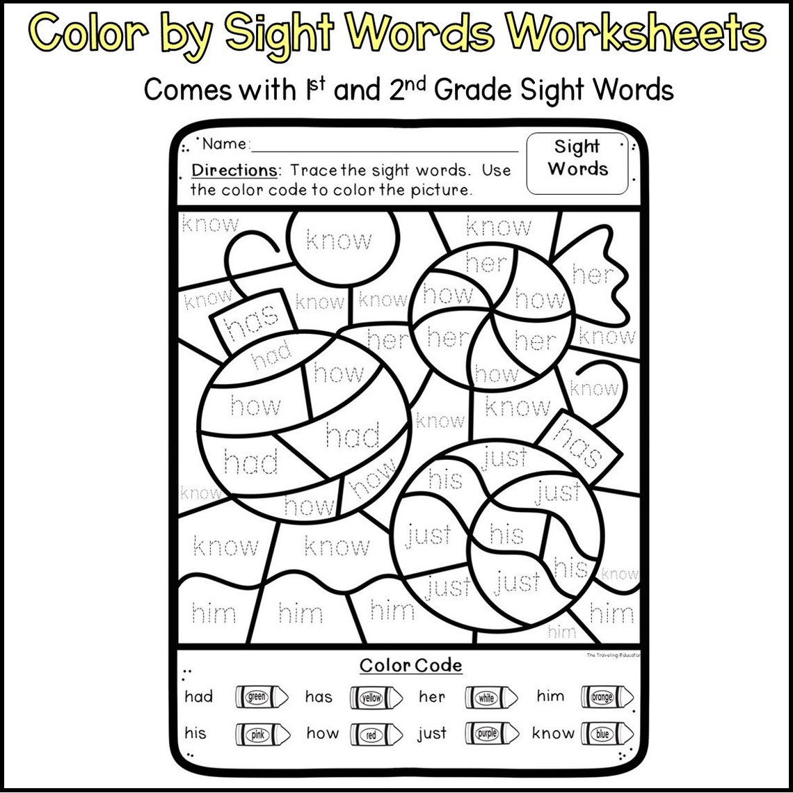 Christmas Color by Sight Words for 1st Grade and 2nd Grade - Christmas ...