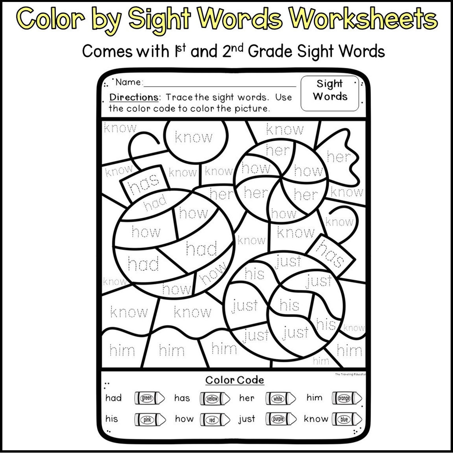 Christmas Color by Sight Words for 1st Grade and 2nd Grade - Christmas ...