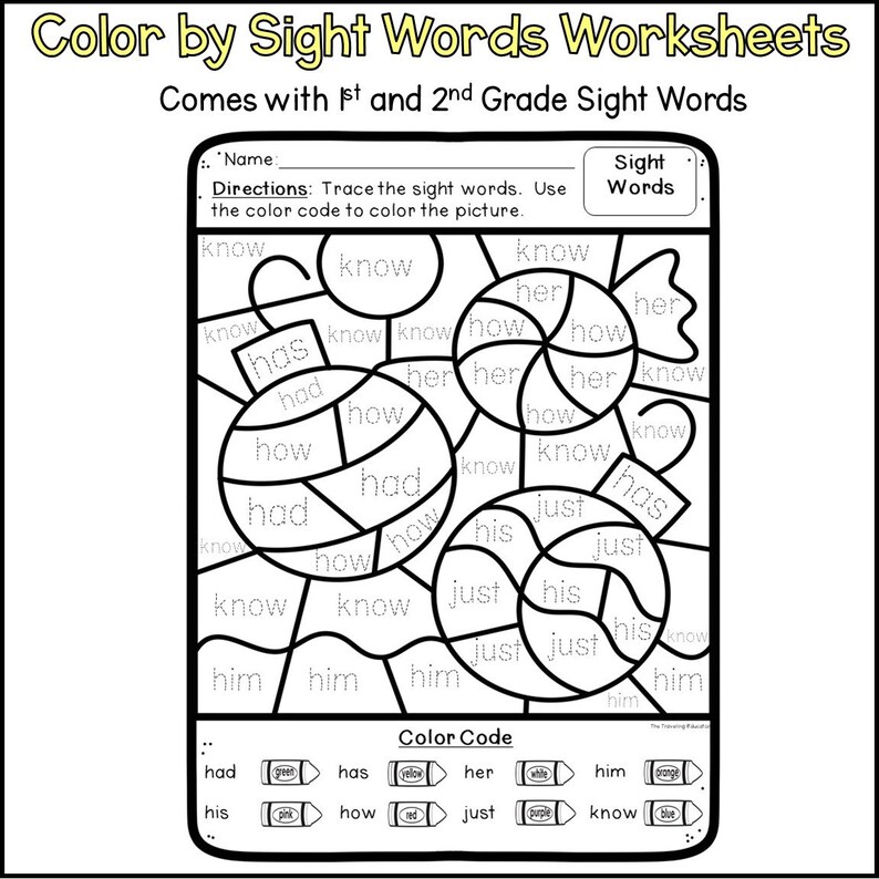 Christmas Color by Sight Words for 1st Grade and 2nd Grade - Christmas ...