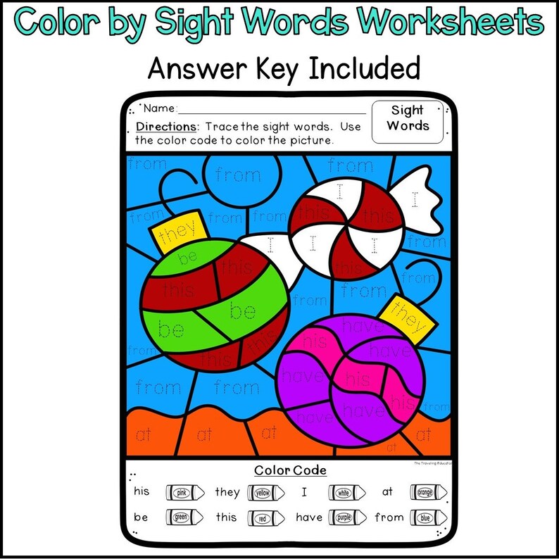 Christmas Color by Sight Words for First Grade Christmas Coloring Pages ...