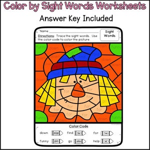 Thanksgiving Coloring Pages Thanksgiving Color by Sight Words for Pre ...