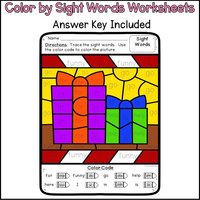 Christmas Color by Sight Words for Pre-kindergarten and Kindergarten ...