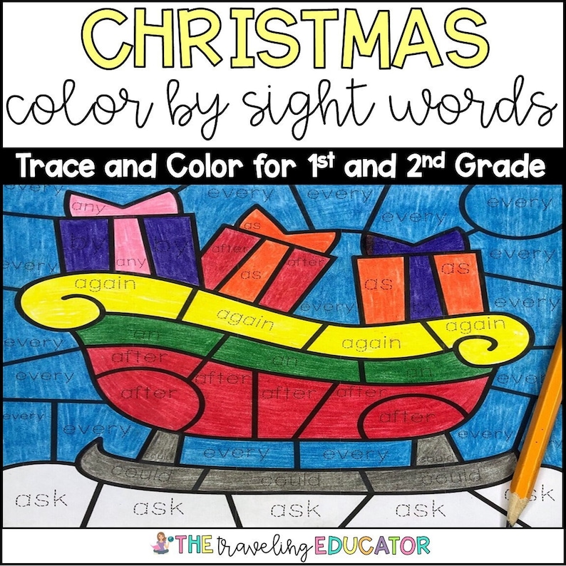 Christmas Color by Sight Words for 1st Grade and 2nd Grade - Christmas ...