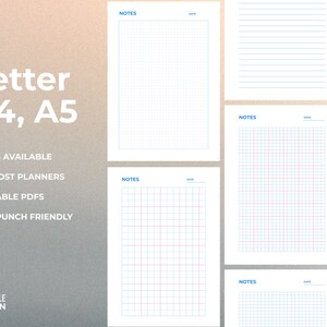 Minimalist Note Taking Templates Printable Grid, Lined, Dot Grid ...