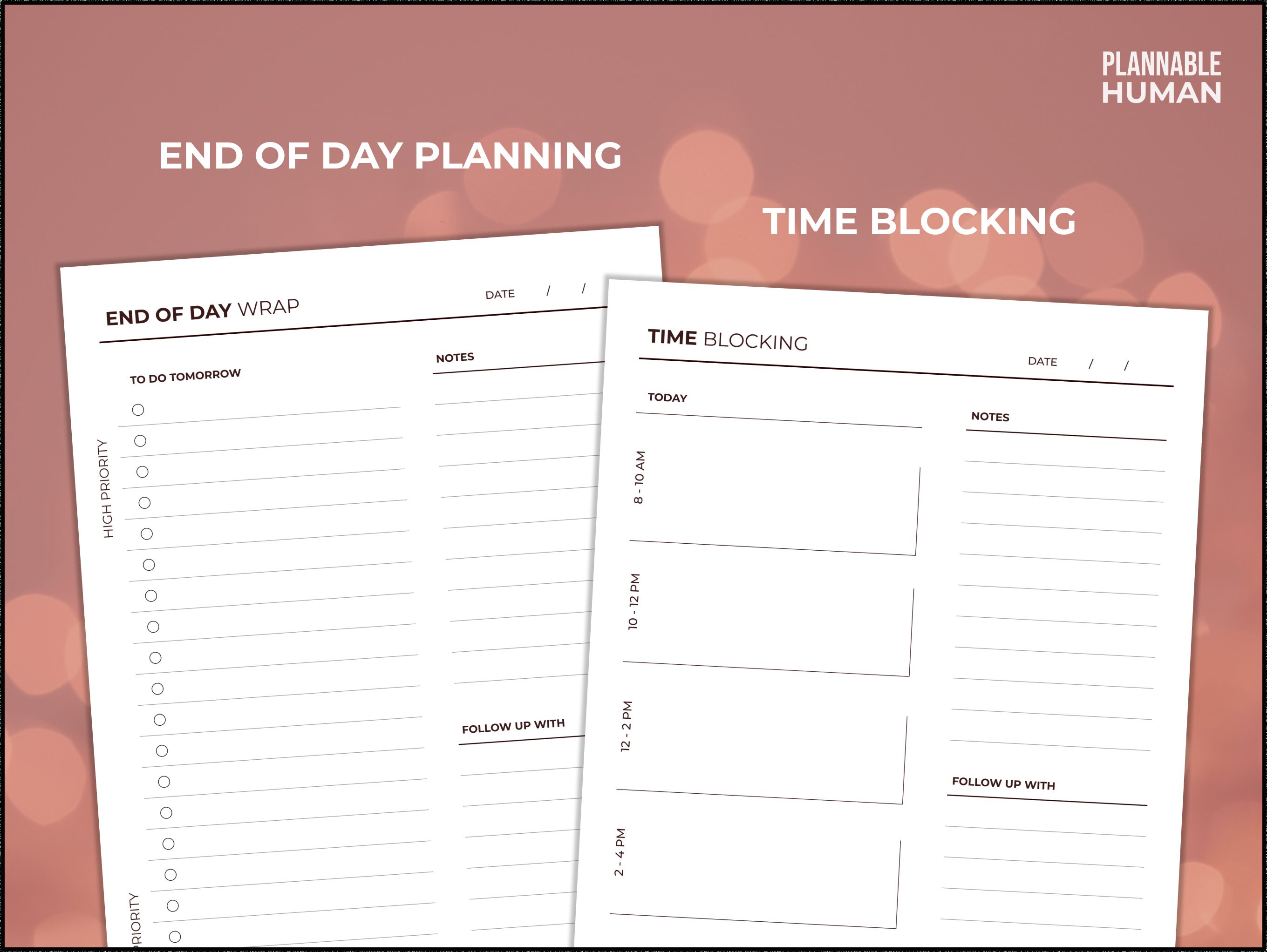 Work Planner Bundle: Time Blocking and Daily and Hourly Planners for ...