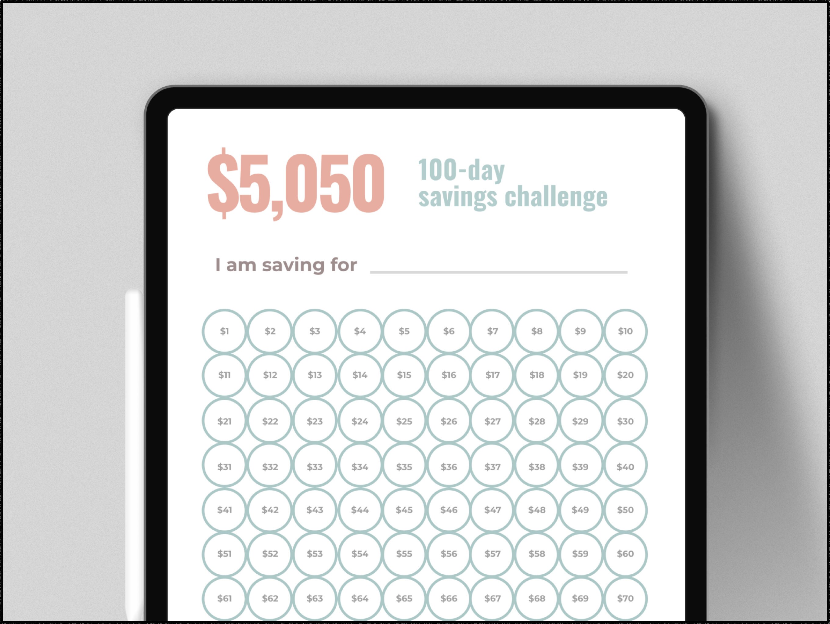 5,000 Savings Challenge Printable Worksheet Letter, A5, A4 and ...