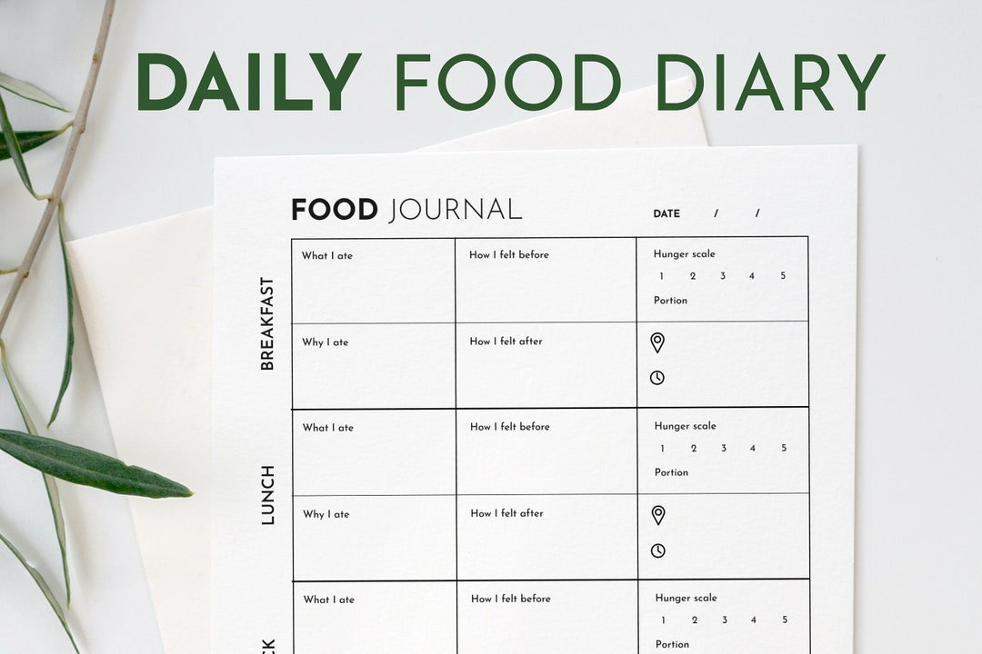 Daily Food Journal: Printable Mindful Eating Diary in 8.5" X 11" - Etsy