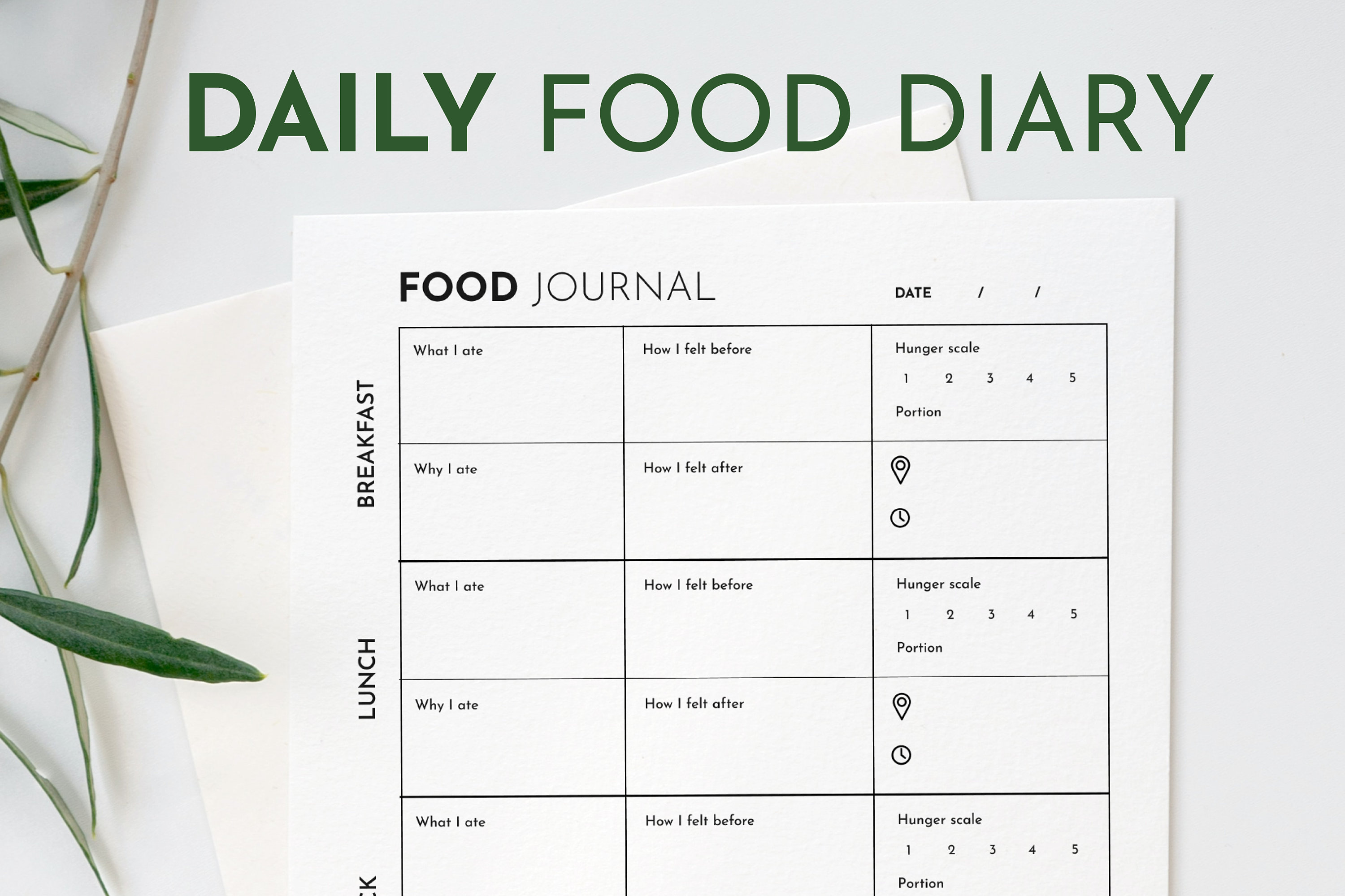 Daily Food Journal: Printable Mindful Eating Diary in 8.5" X 11" - Etsy