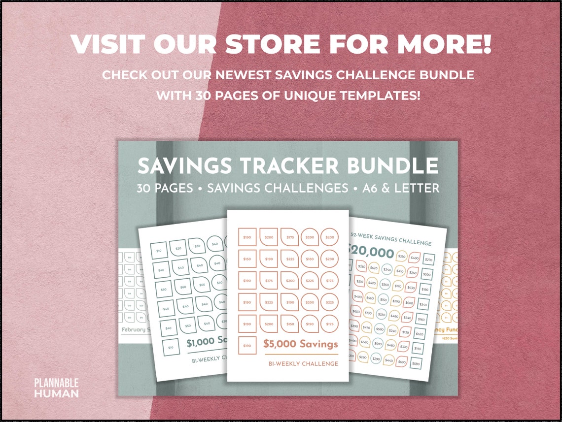 50,000 Savings Challenge Printable PDF - Minimalist Design for ...