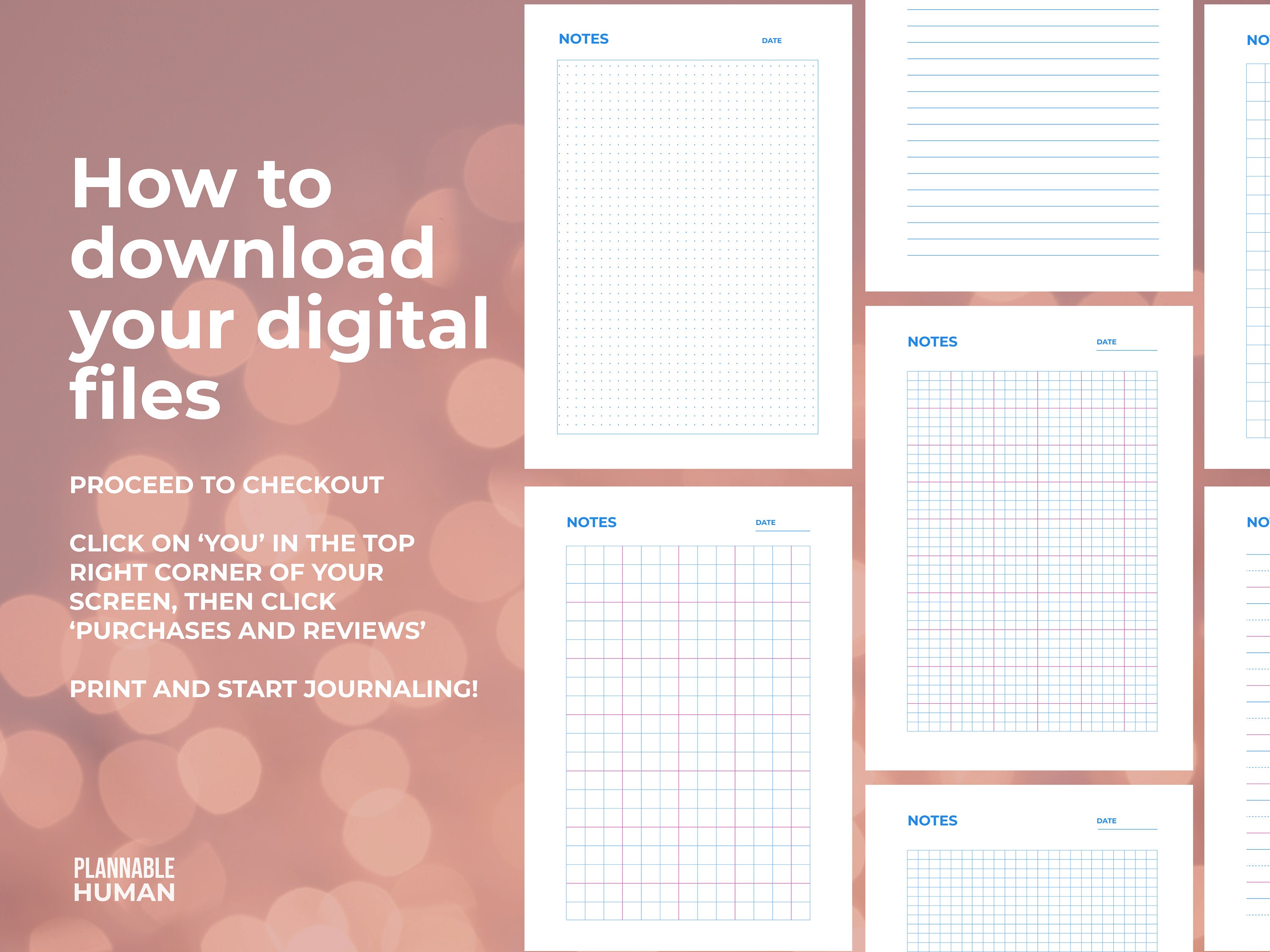 Minimalist Note Taking Templates Printable Grid, Lined, Dot Grid ...