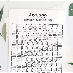 50,000 Savings Challenge Printable PDF - Minimalist Design for ...