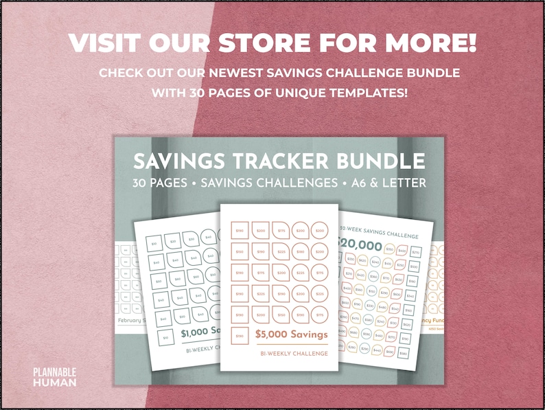 20,000 Savings Challenge Printable | 52 Week & 100 Envelope Challenges ...