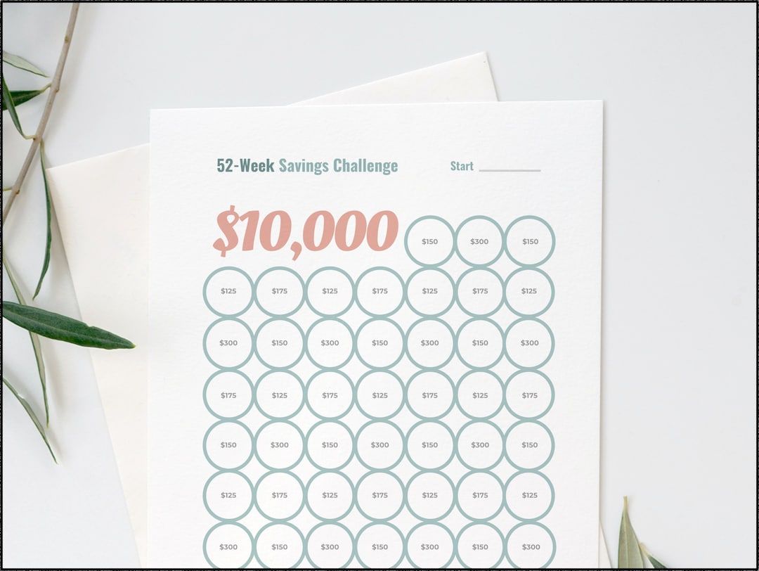 10,000 Savings Challenge Printable PDF | US Letter & A6 | 26 Weeks and ...