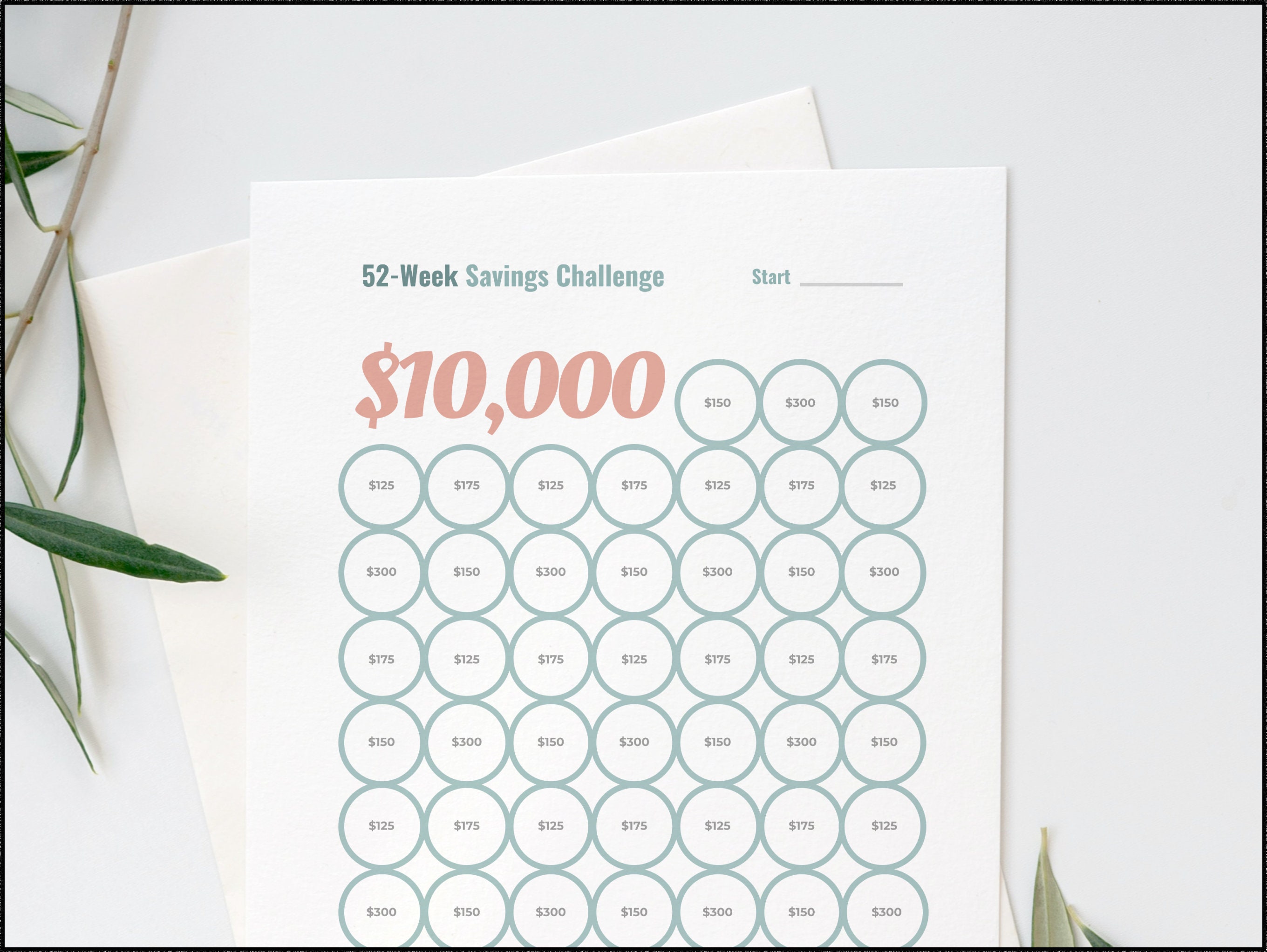 10,000 Savings Challenge Printable PDF | US Letter & A6 | 26 Weeks and ...