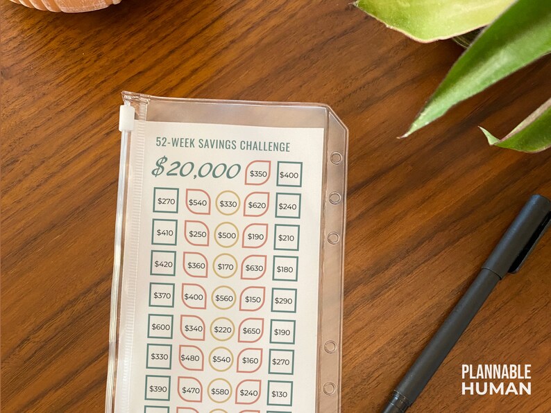 20,000 Savings Challenge Printable 52 Week & 100 Envelope Challenges ...