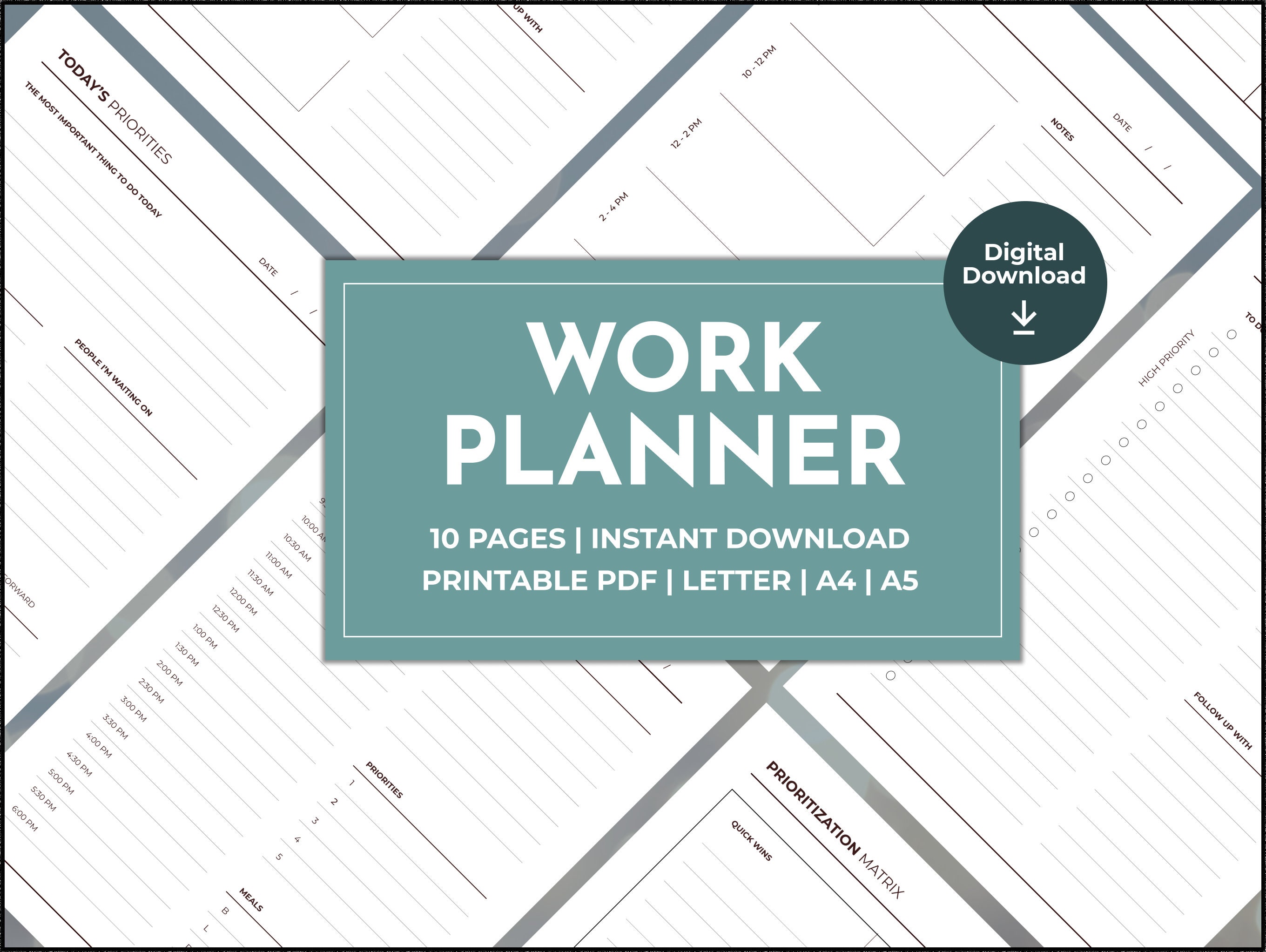 Work Planner Bundle: Time Blocking and Daily and Hourly Planners for ...