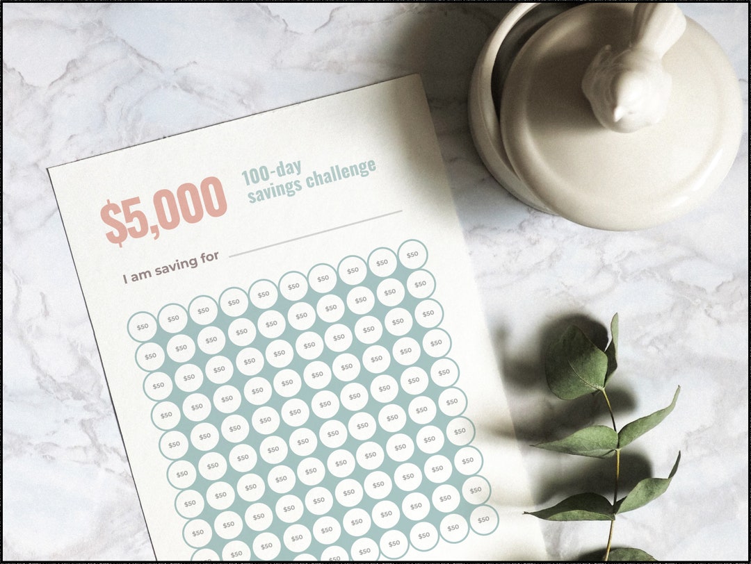 5,000 Savings Challenge Printable Worksheet | Letter, A5, A4 and ...