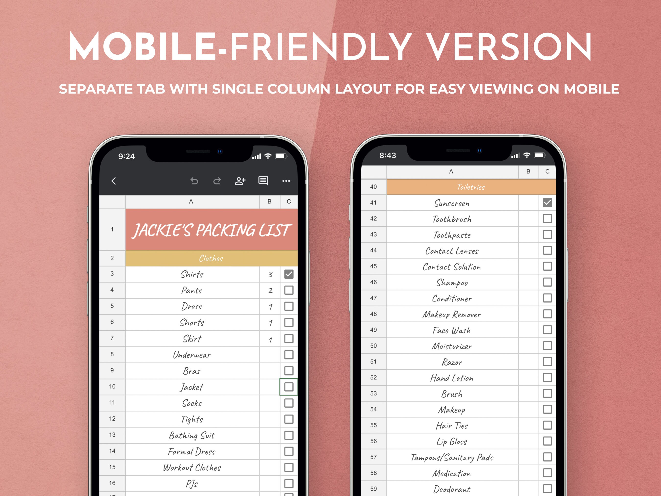 Travel Packing List: Editable in Google Sheets - Etsy