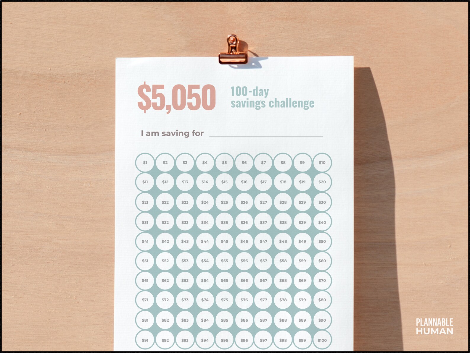 5,000 Savings Challenge Printable Worksheet Letter, A5, A4 and ...