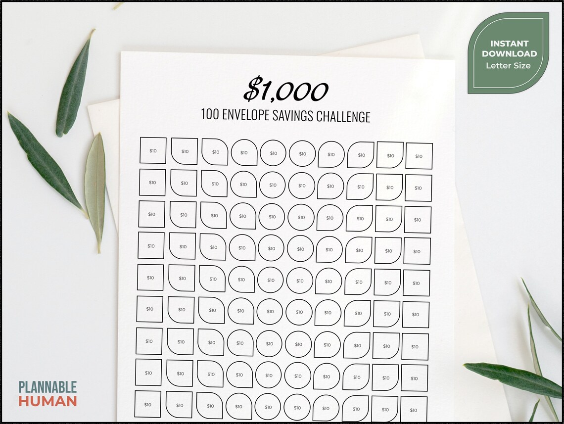 1,000 Savings Challenge Printable PDF in Letter Size or for Goodnotes ...