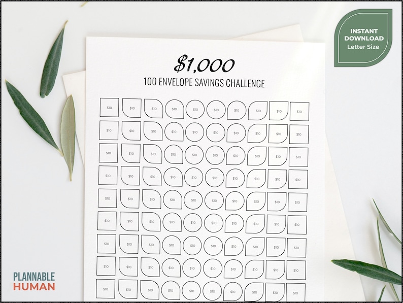 1,000 Savings Challenge Printable PDF in Letter Size or for Goodnotes ...