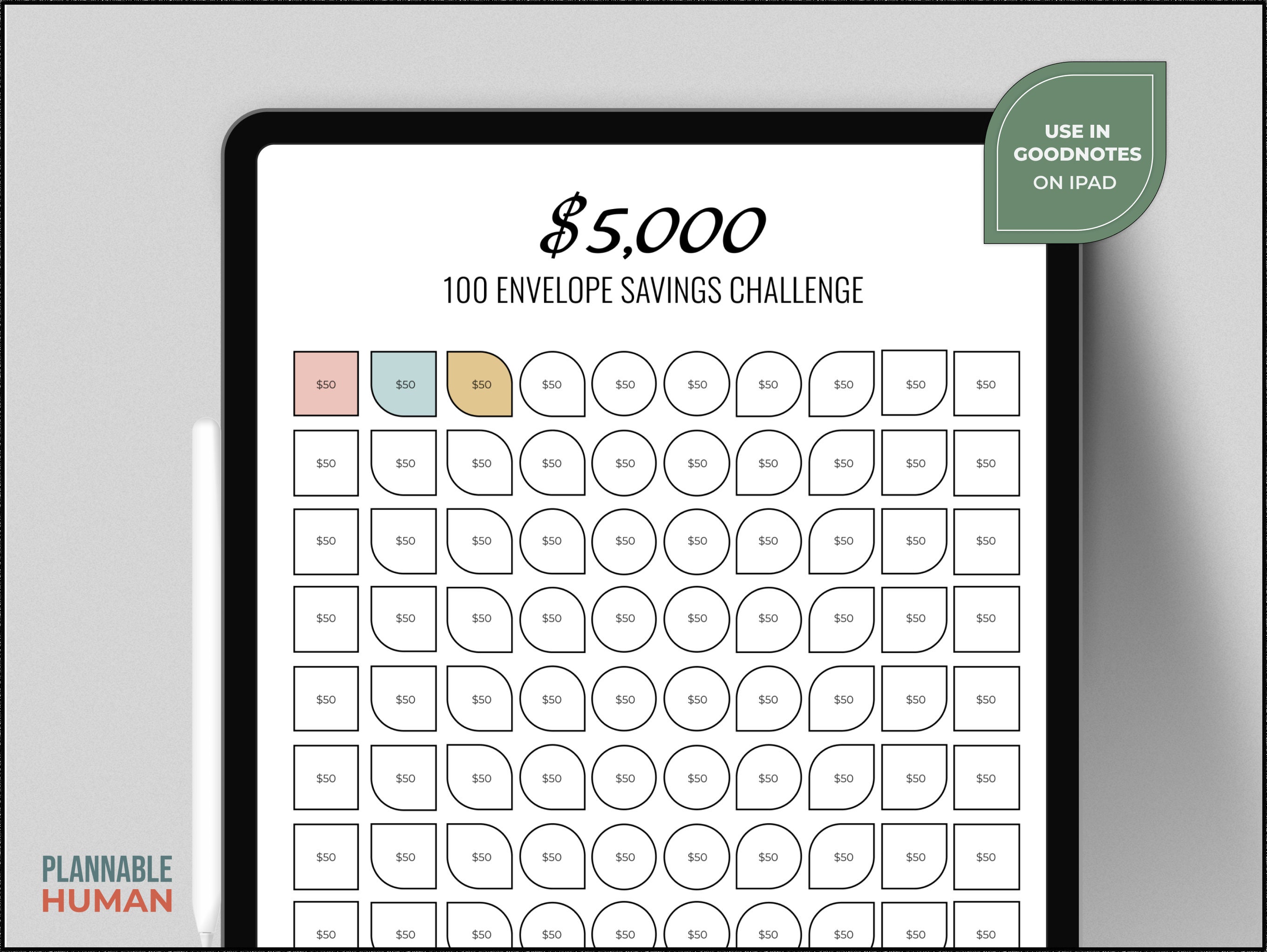 5,000 Savings Challenge Printable PDF in Letter Size or for Goodnotes ...