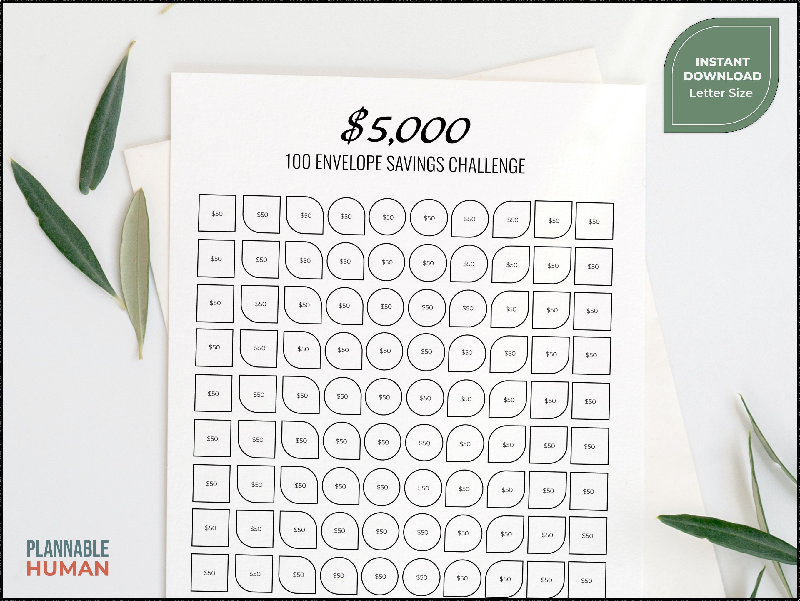 5,000 Savings Challenge Printable PDF in Letter Size or for Goodnotes ...