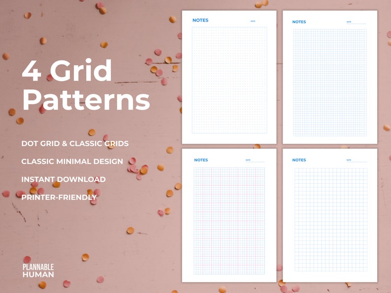 Minimalist Note Taking Templates | Printable Grid, Lined, Dot Grid ...
