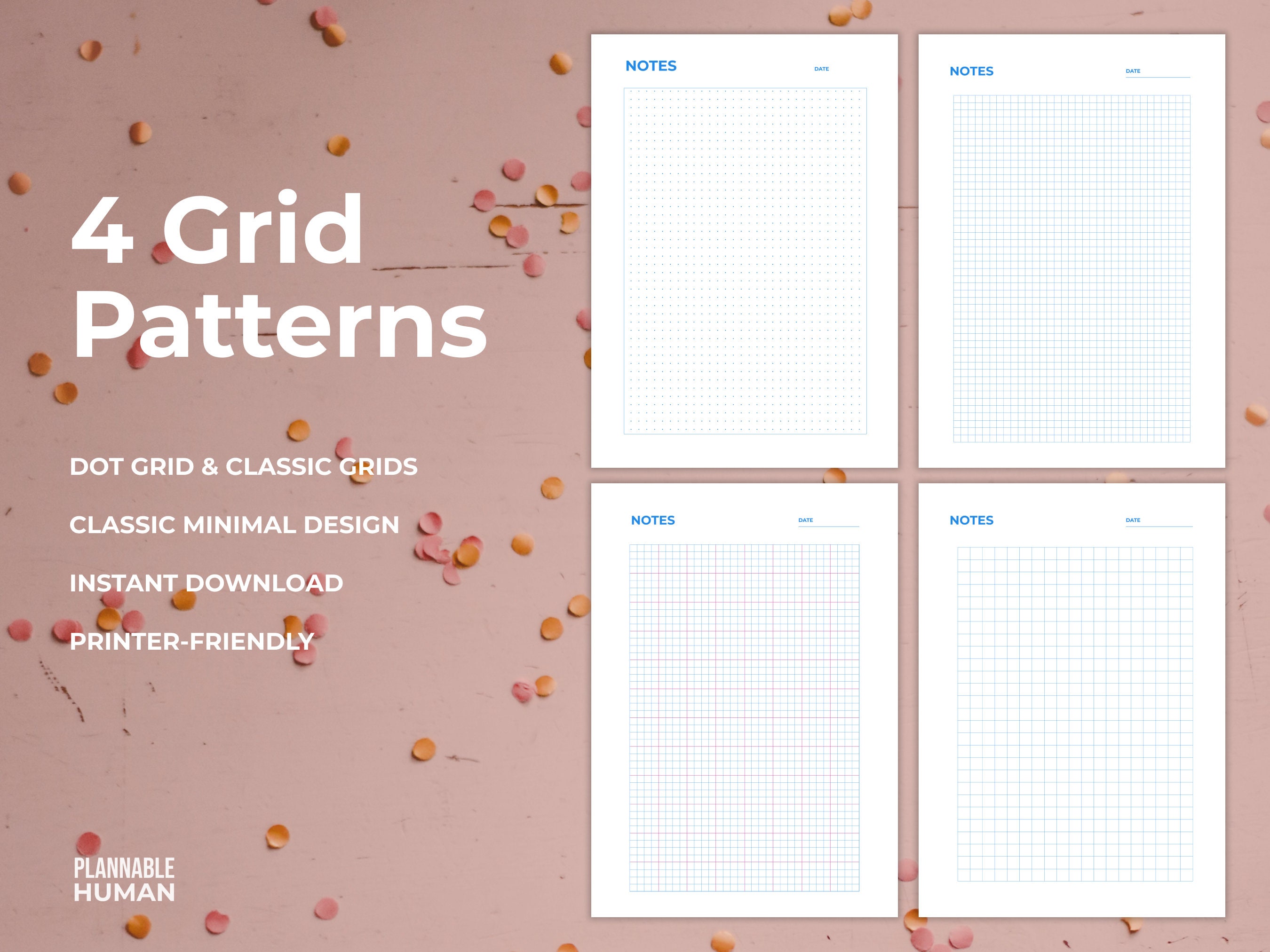 Minimalist Note Taking Templates | Printable Grid, Lined, Dot Grid ...