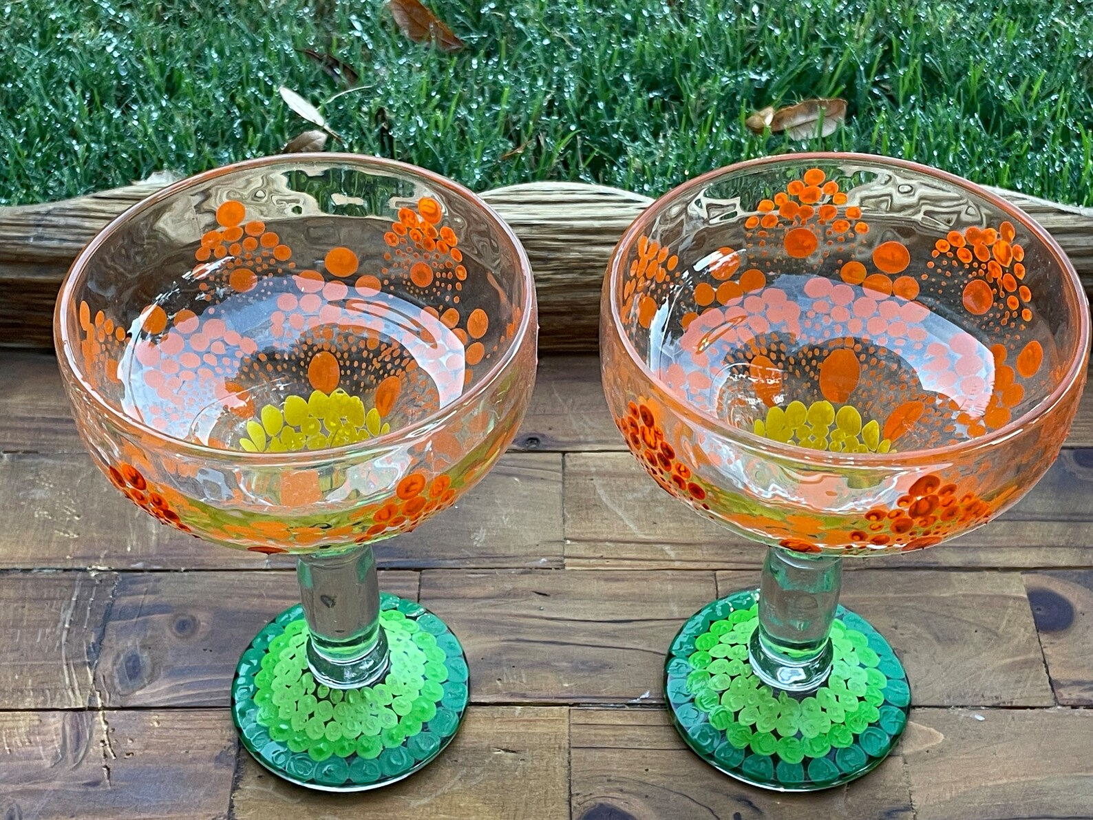 Mandala Margarita Glass – Hand Painted Cocktail Glass for Pool Party - Etsy