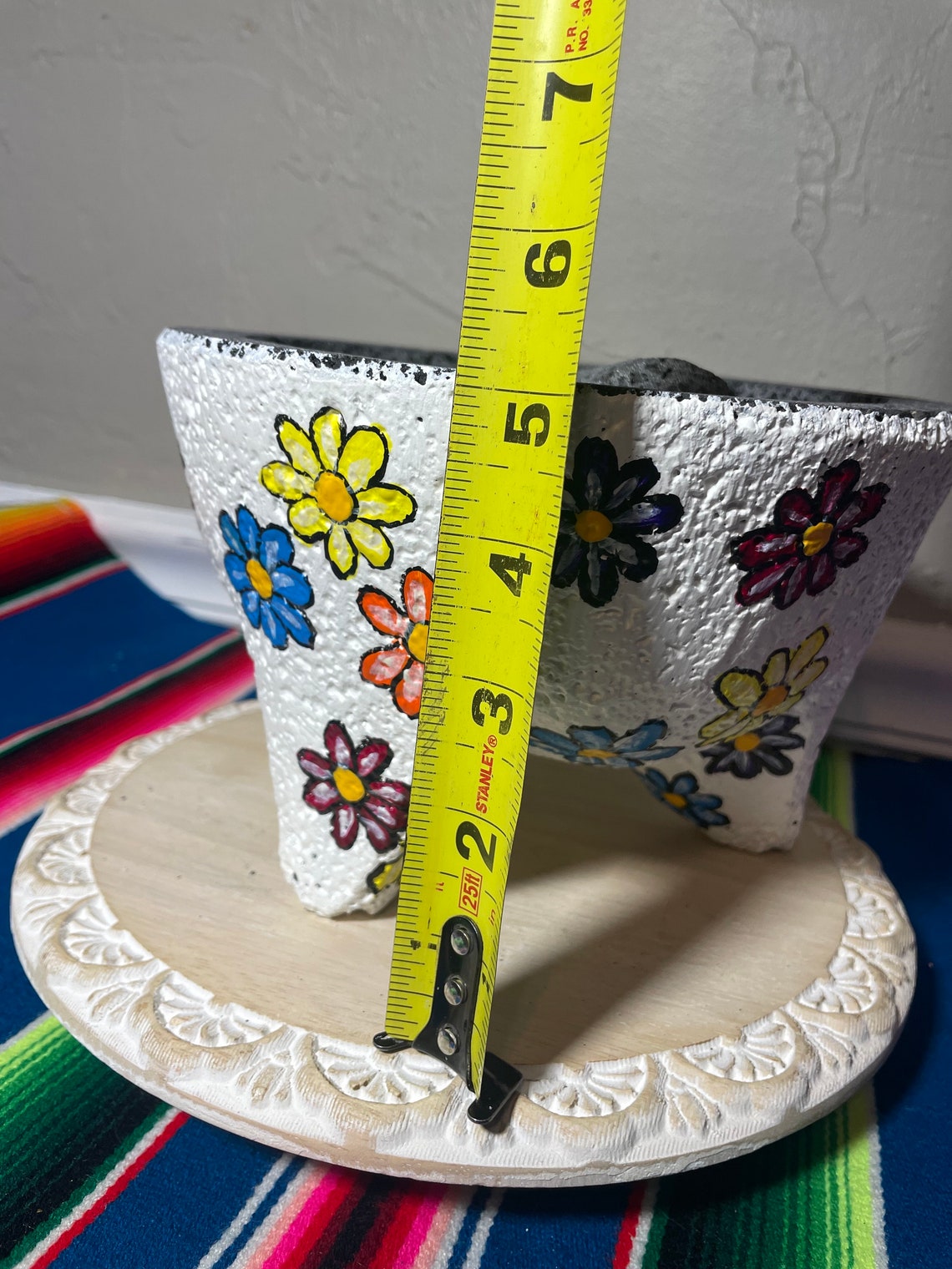 Mexican Molcajete Set: Hand-painted Daisy Mortar and Pestle With Shot ...