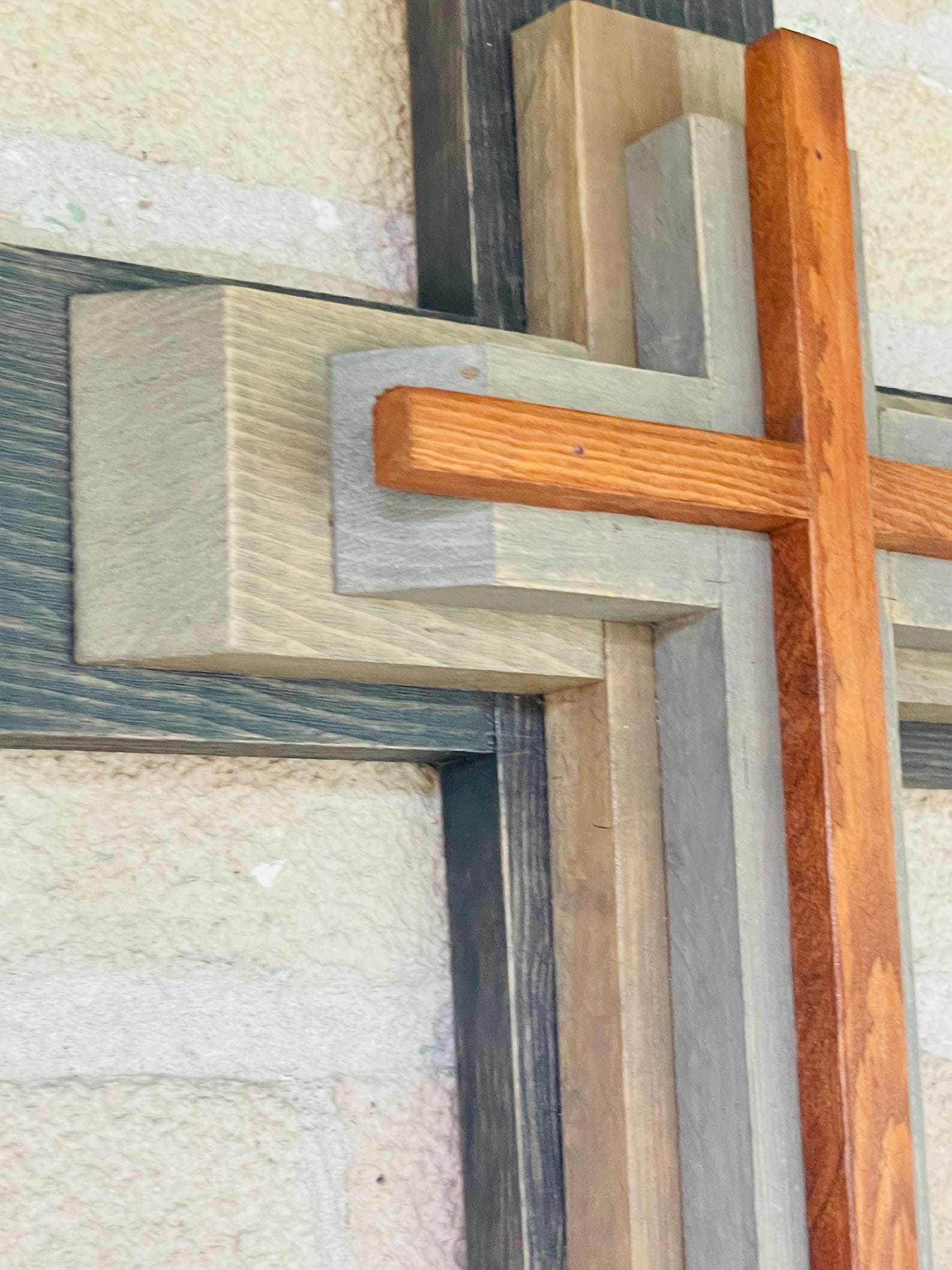 Unique Handmade Layered Wood Cross, Large Wood Cross, Religious Wall ...