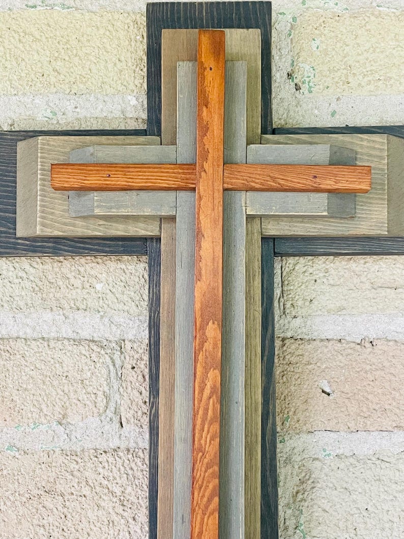 Unique Handmade Layered Wood Cross, Large Wood Cross, Religious Wall ...