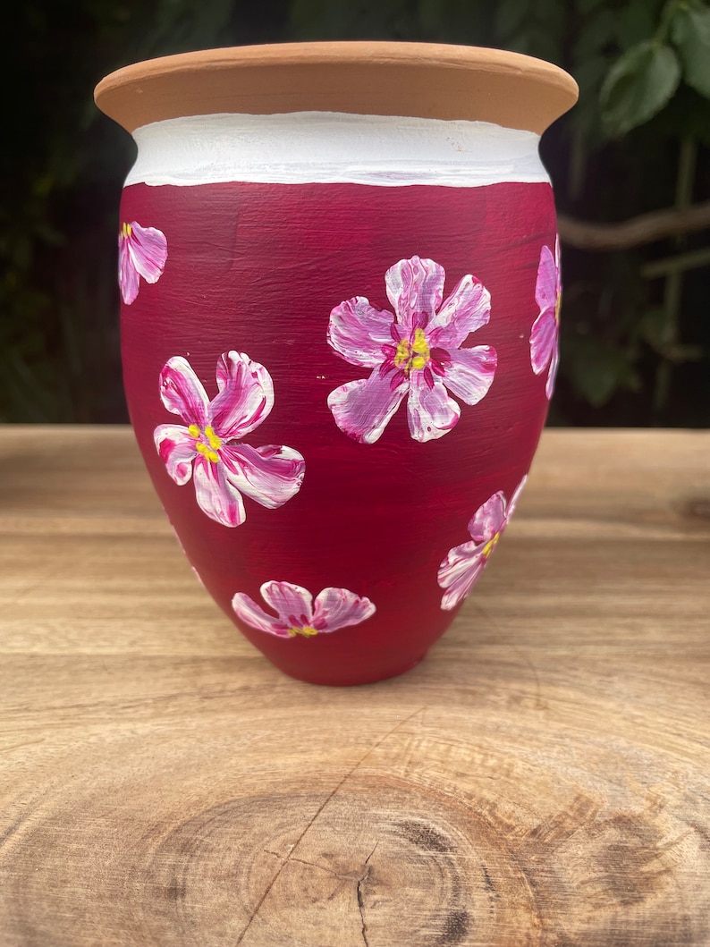 Hand Painted Mexican Clay Cups/ Cantarito De Barro/ Floral Design - Etsy