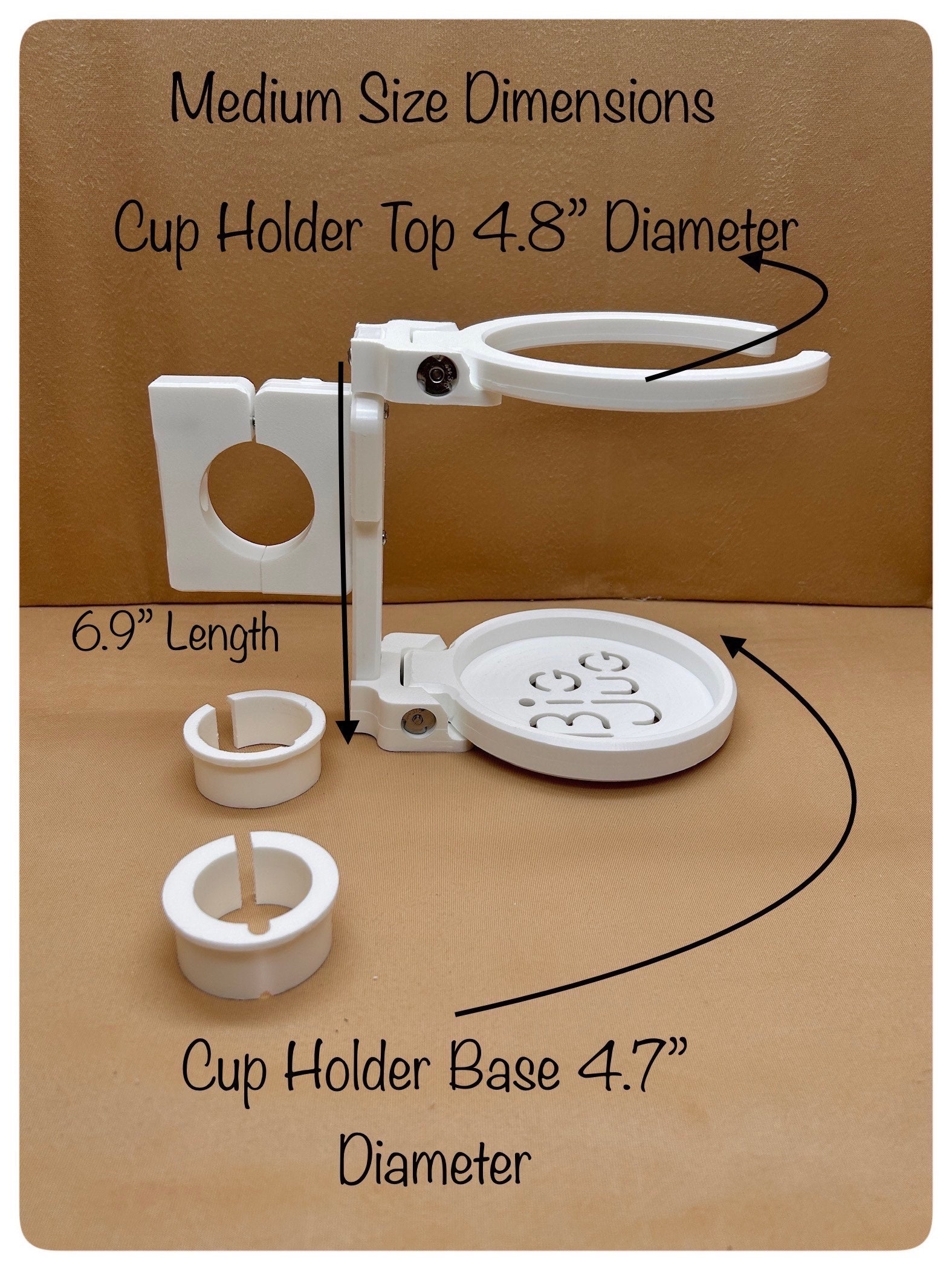 Cup Holder Starboard Horizontal Rail Mounted Folding in Small, Medium ...