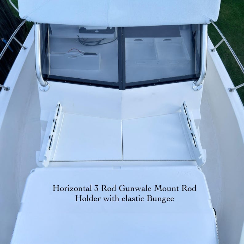 3 Fishing Rod Pole Adjustable Reel Holder Gunwale Boat Mount Rack ...