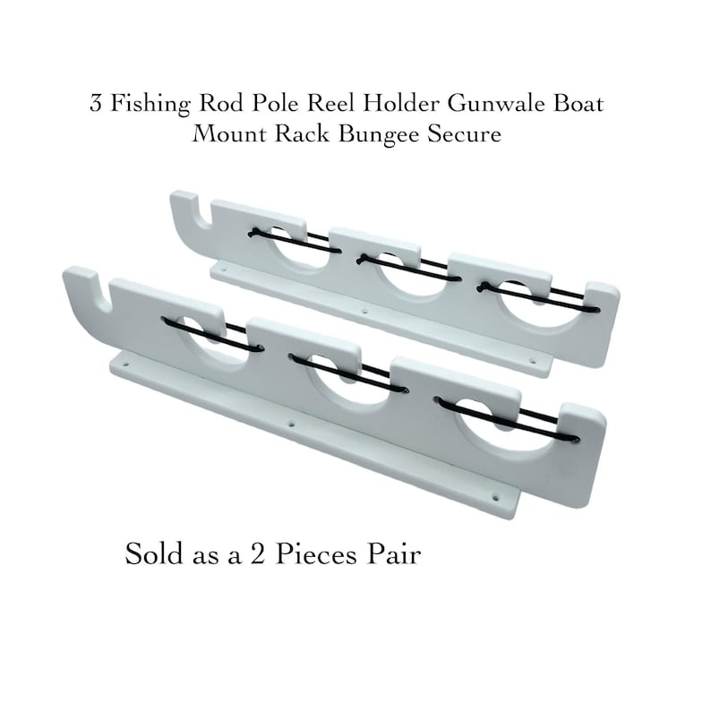 3 Fishing Rod Pole Adjustable Reel Holder Gunwale Boat Mount Rack ...
