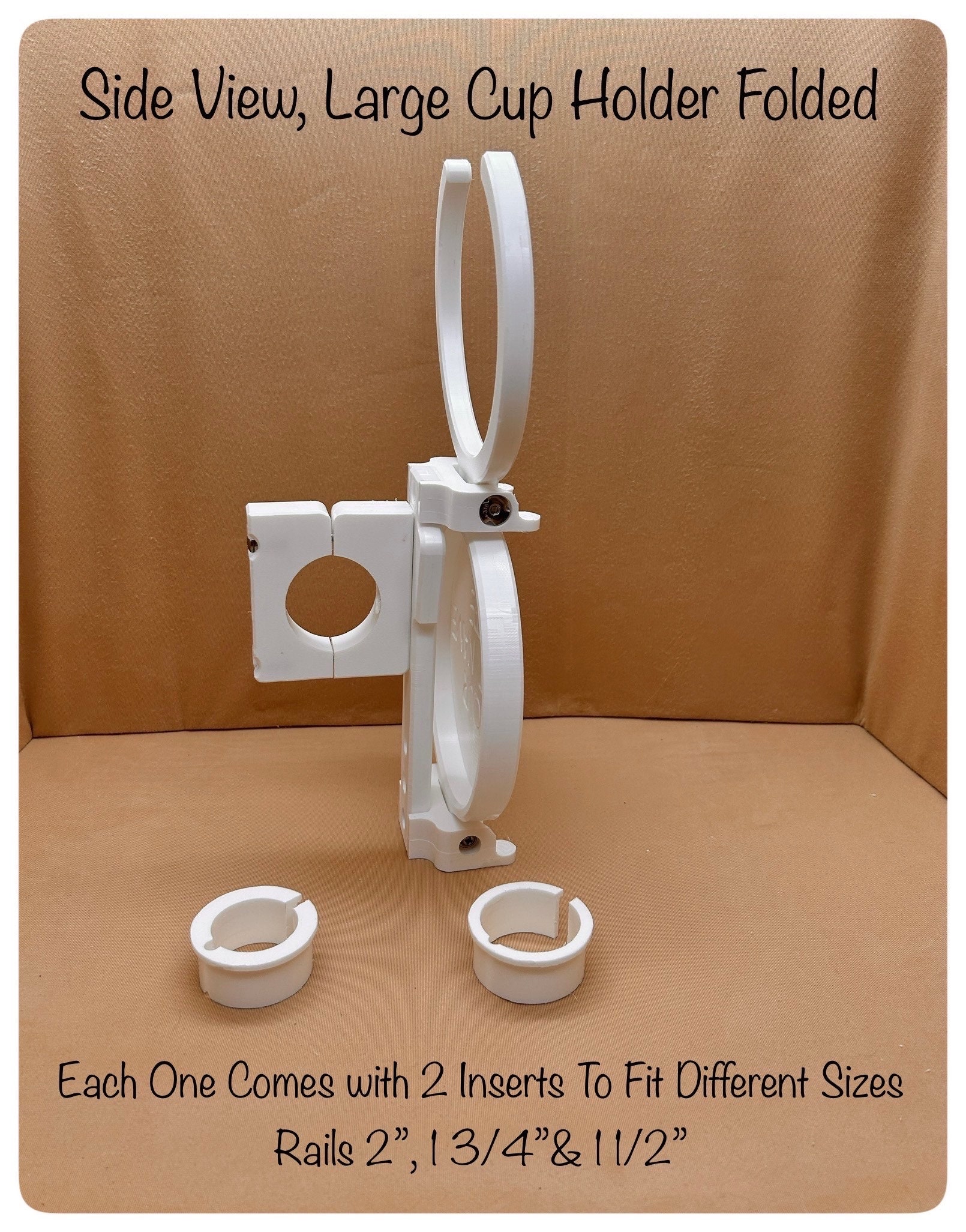 Cup Holder Starboard Horizontal Rail Mounted Folding in Small, Medium ...