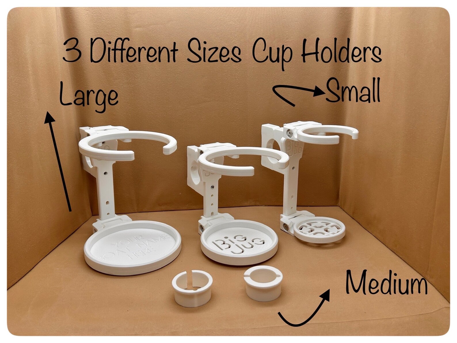 Cup Holder Starboard Horizontal Rail Mounted Folding in Small, Medium ...
