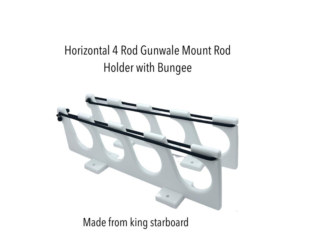 4 Fishing Rod Pole Adjustable Reel Holder Gunwale Boat Mount Rack ...