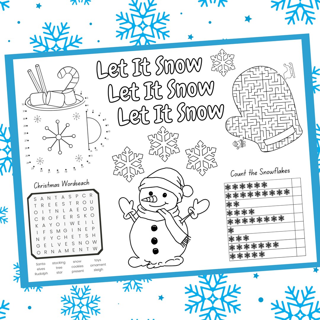 Christmas Activity Sheet for Kids, Snowman Winter Wonderland 11x8.5 PDF ...