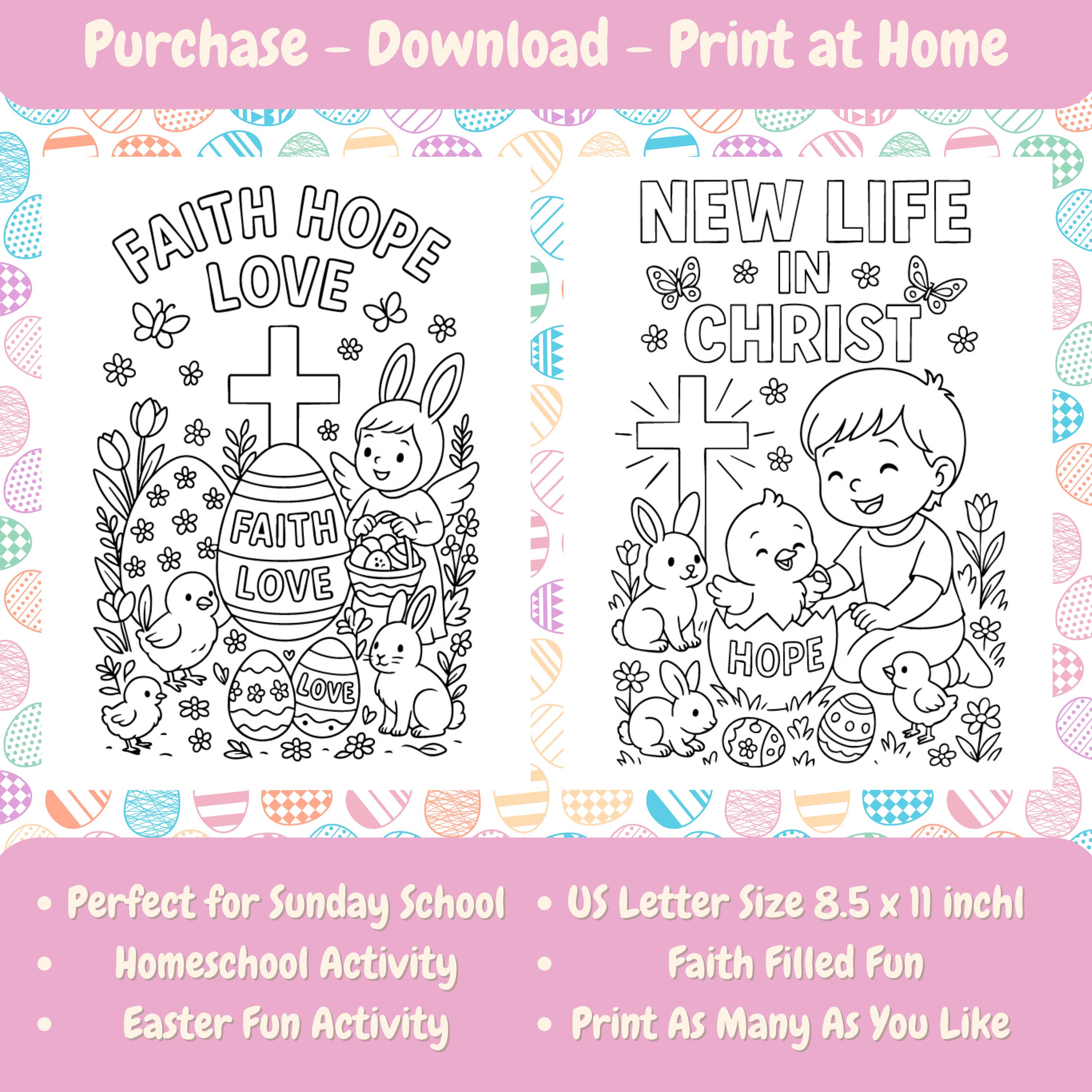 15 Easter Coloring Pages, Sunday School Activity, Easter Printable ...