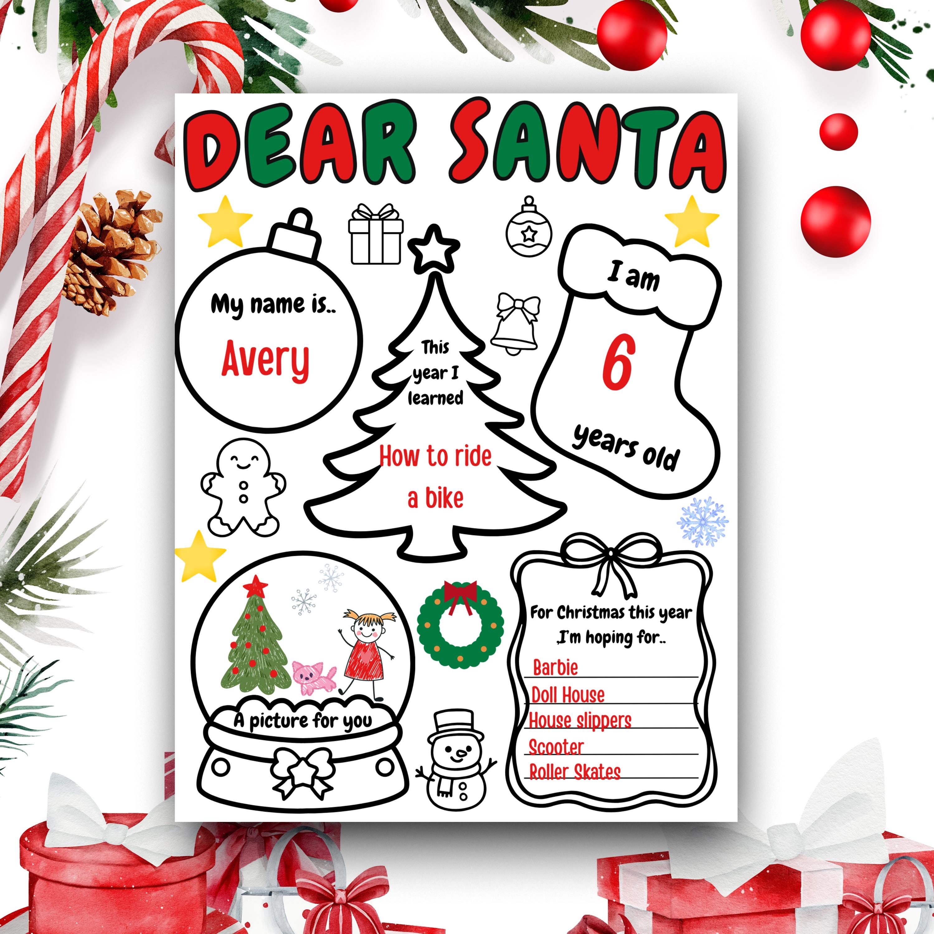Dear Santa Coloring Page, 2 Page Santa Letter Templates, Printable PDF ...