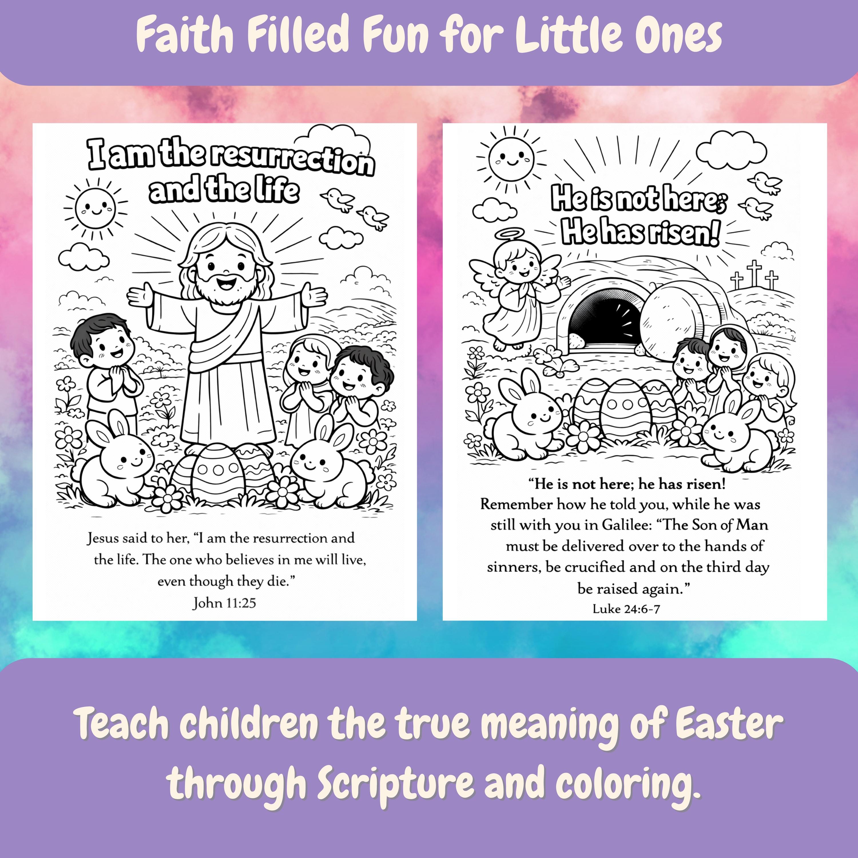 Christian Easter Coloring Pages for Kids, Bible Verse Resurrection ...