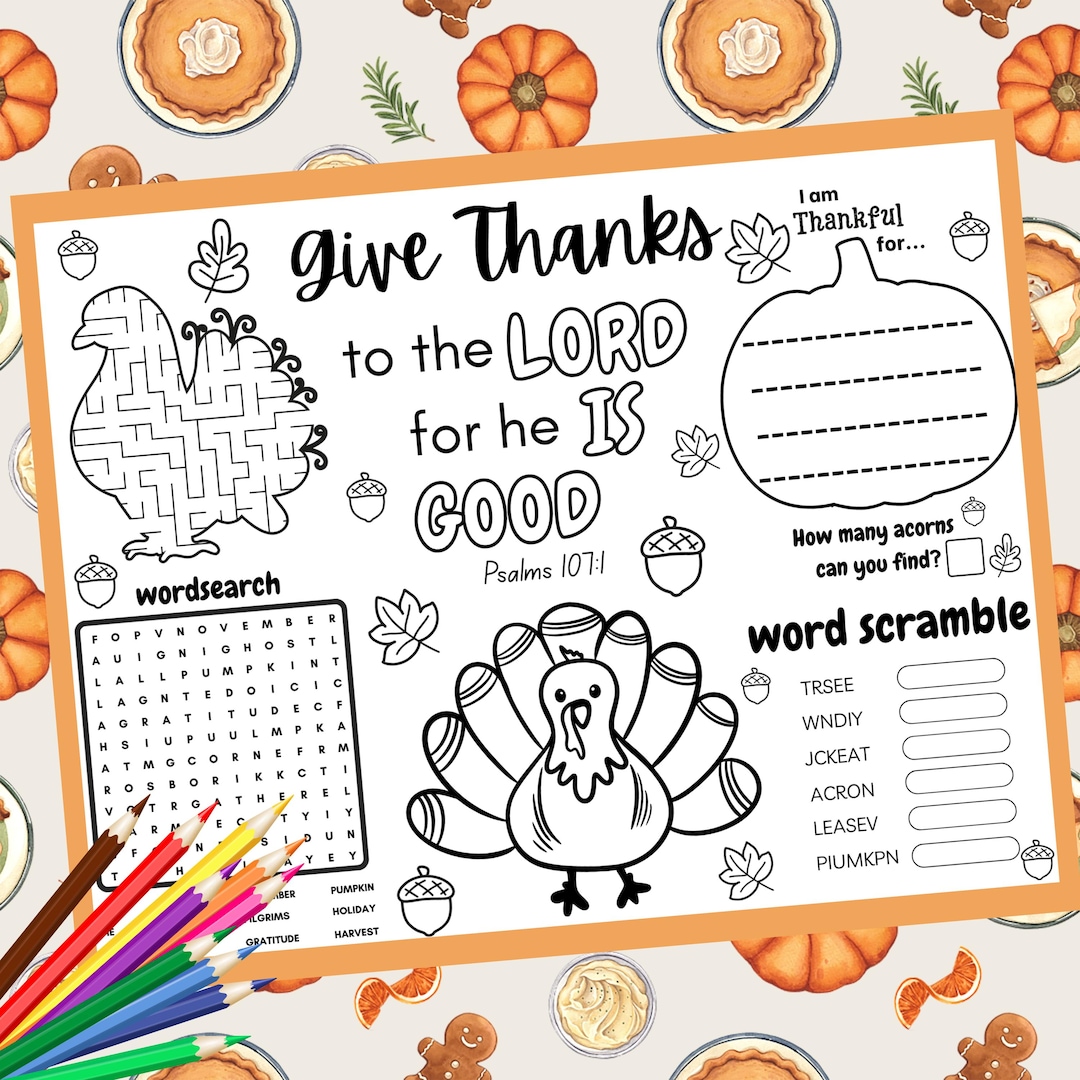 Thanksgiving Christian Activity Sheet for Kids | Maze, Word Search ...