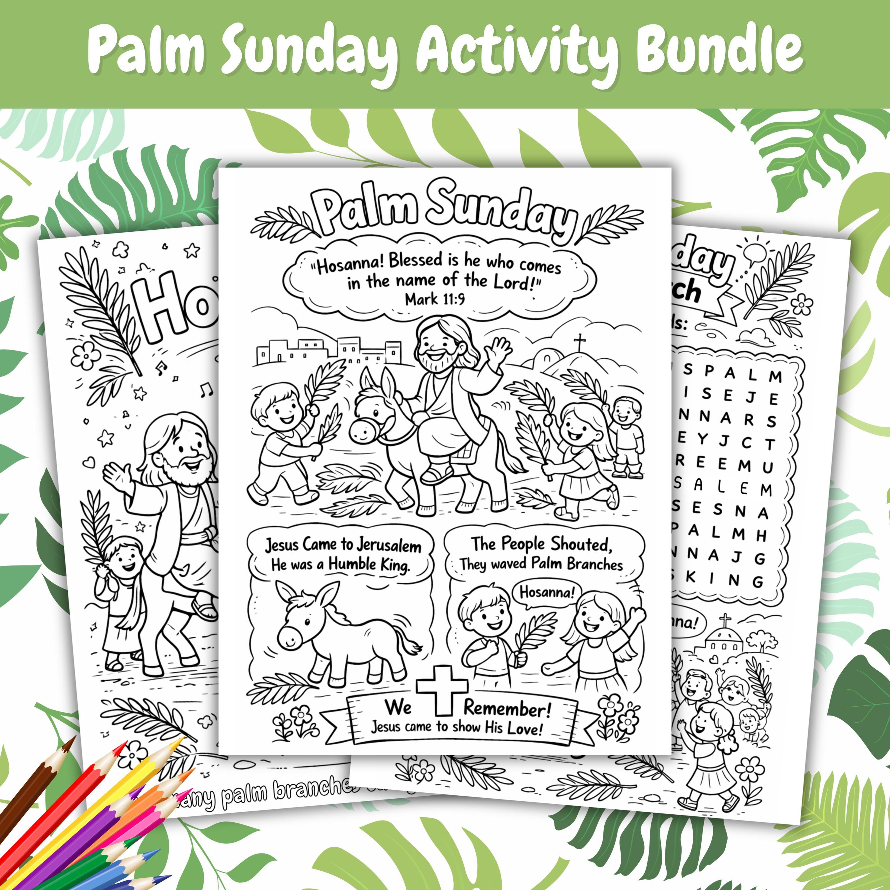 Palm Sunday Coloring Pages, Bible Story Activity, Christian Easter ...